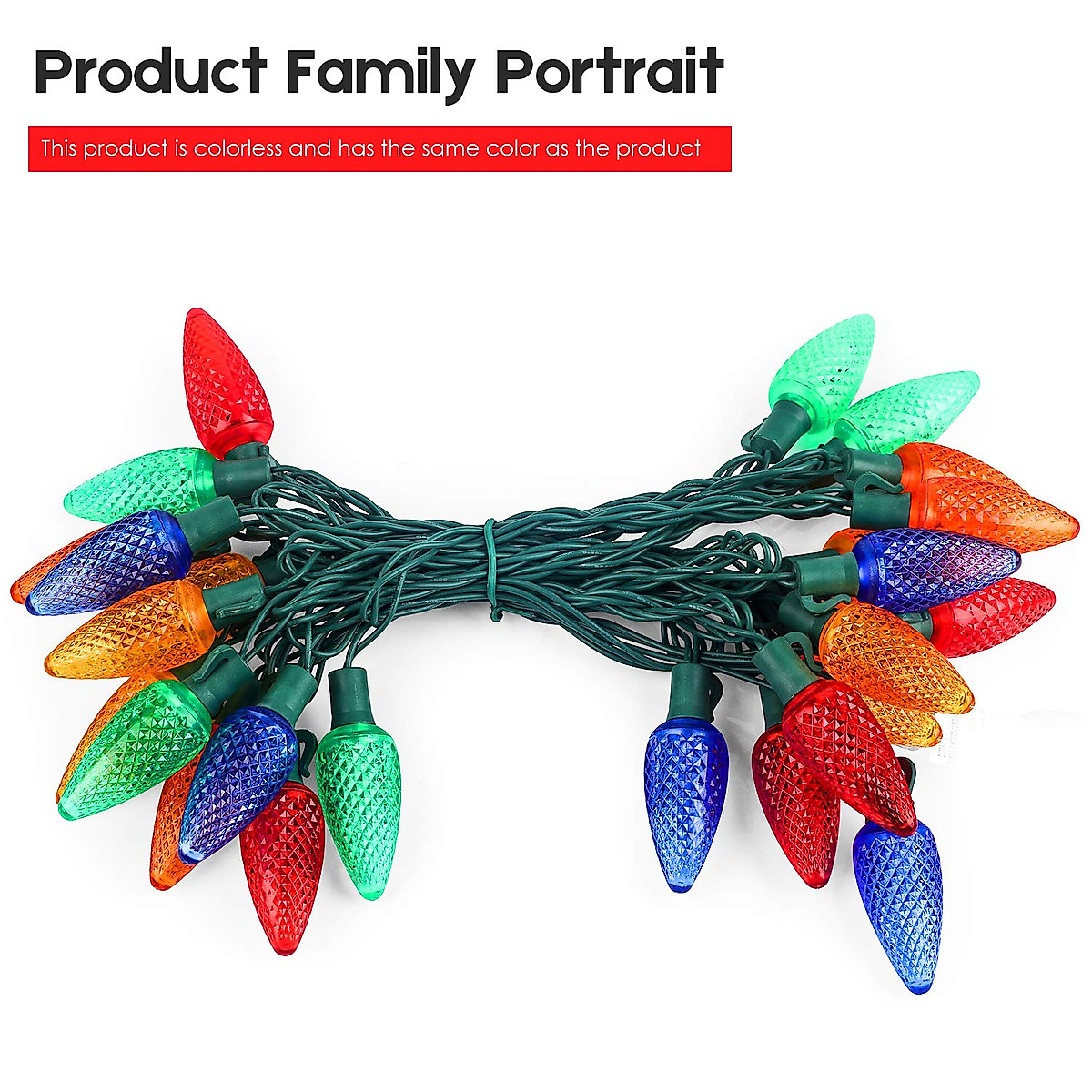 VanRayal C3 Christmas Tree Lights End-to-End Plug,50 LED 18ft Outdoor String Light WarmWhite for Patio Garden,Green Wire,UL Listed,42 Sets Connectable