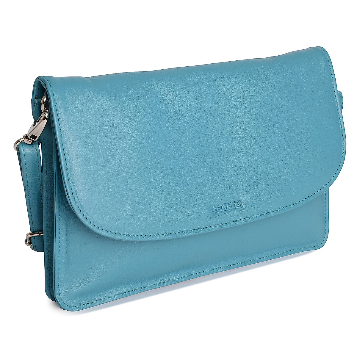SADDLER Womens Leather Cross Body Purse Clutch Detachable Strap | Designer Sling Bag For Ladies - Teal