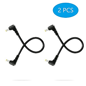 GINTOOYUN 2 PCS DC 5.5MM x 2.5MM 90 Degree Male to Male Plug Cable, 18AWG Right Angle DC5525 Power Cable Extension Cord for Strip Lihgt,CCTV,Monitors,etc(0.3m)