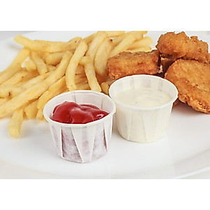 Golden Apple, 2oz-250ct White Treated Paper Souffle Portion Cups for Measuring, Medicine, Samples, Jello Shots,Harvest Paper. Compostable Souffle, Portion Cup