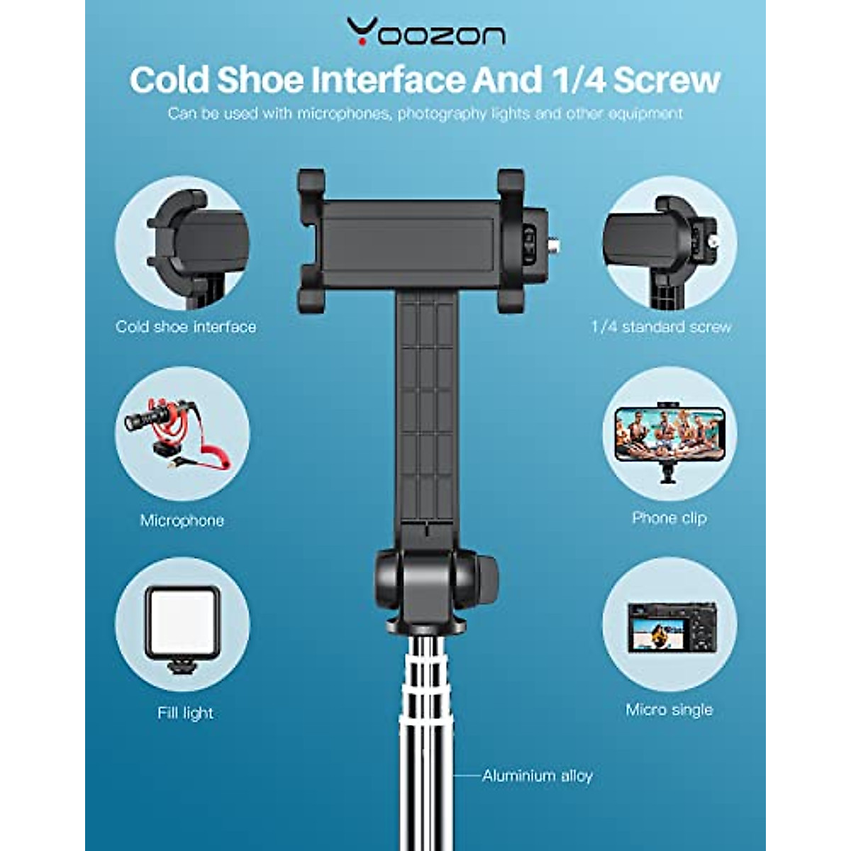 Portable Selfie Stick Tripod for iPhone - Versatile Selfie Stick Remote with Cold Shoe & 1/4" Screw, Phone Stand Tripod for iPhone 14 Plus 14 13 12 Pro Max Mini,Samsung Galaxy S22 Note 20, Pixel 6XL