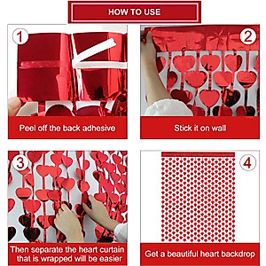 110Pcs Valentines Day Balloon Garland, Galentine's Party Balloon Arch with Pink White Red Balloon & Heart Foil Curtain for Valentine Party Anniversary,Wedding,Sweetheart Bridal Shower Engagement Decor