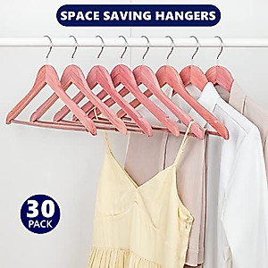 Amber Home American Red Cedar Hangers 30 Pack, Smooth Finish Wood Coat Hangers for Suit Shirt, Aromatic Cedar Clothes Hangers with Swivel Hook & Notches for Dress, Jacket, Pants (Cedar,30)