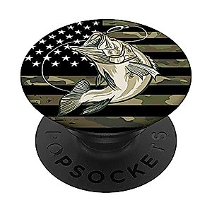 Fishing Camouflage US American Flag Bass Fish Fisherman Camo PopSockets PopGrip: Swappable Grip for Phones & Tablets