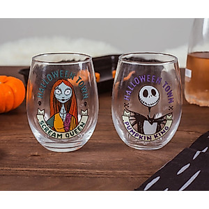 Disney The Nightmare Before Christmas 20-Ounce Stemless Wine Glasses | Set of 2