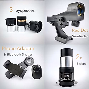 Spectrum Optical Instruments – ExploraPro 80AZ Refractor Telescope for Adults & Beginner – Compact Manual Alt-AZ Telescope – Smartphone Adapter and Remote Shutter – 80mm Aperture 900mm Focal Length