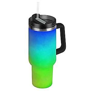 Yasala Car Tumbler with Handle Blurry Rainbow Color Travel Mug Coffee Cup Insulated Beverage Container Mega Cup for Hot Cold Drinking Thermos Water Bottle Cupholder Friendly 40 oz