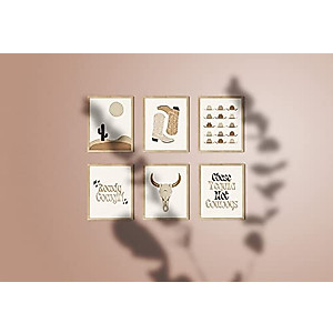 TwoDays Western Room Decor for Teen Girls, Boho Western Wall Decor for Bedroom, Cowgirl Art Prints, Western Home Decorations, Country Theme Posters. (8" X 10", Set of 6, Unframed)