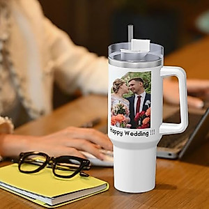 Custom 40oz Tumblers with Handle Personalized with Name Photo Text Logo Travel Cup Customized Christams Fathers Mothers Day Gifts For Mom Dad Friends, Bluish Violet