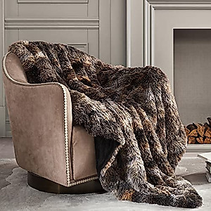 Bedfolks Faux Fur Throw Blanket - Fuzzy Plush Soft Sherpa Fleece Blanket, Fluffy Cozy Throw Blankets for Couch, Sofa, Bed, Tie Dye Black Thick Comfy Blankets and Throws, 50 x 60 inches