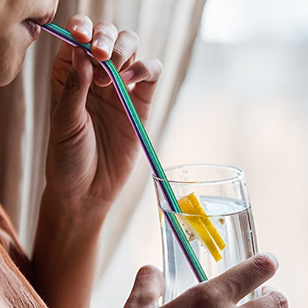 Sihuuu Metal Straws with case, Reusable Stainless Steel Straws with Brush, Extra Long Travel Drinking Straws for YETI tumbler, Coffee Mug, Water Bottle, Dishwasher Safe, Popotes de Acero Inoxidable