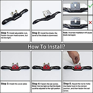 boeray 2pcs Adjustable SpokeShave with Flat Base, 6pcs Metal Blade and 1pcs Portable Woodworking Planes Wood Working Hand Tool Perfect for Wood Craft, Wood Craver, Wood Working