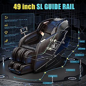 Luxury Massage Chair Full Body, Ergonomic SL-Track Zero Gravity Chairs with Mat Recliner, Back Heating, AI Voice Control, Thai Stretch, Bluetooth Speaker, Airbags, Deep Tissue Massage Black & Brown
