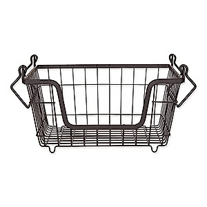 DII Metal Wire Mesh Stackable Utility Storage Bin, Small, 11x11x6, Black