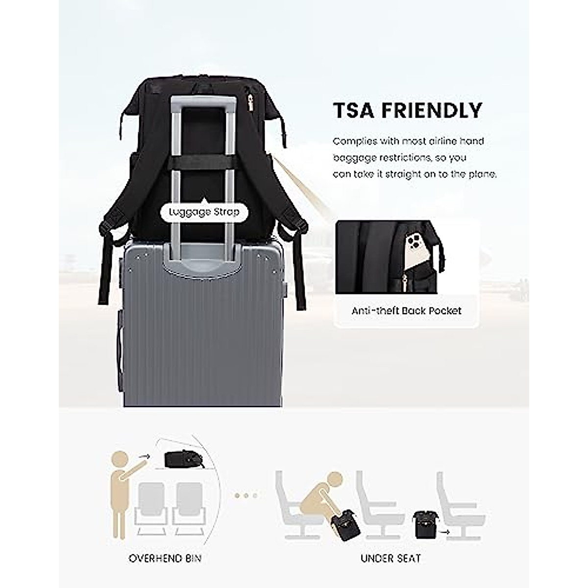 LOVEVOOK Laptop Backpack for Women Men, 15.6 Inch Work Backpacks Purse with USB Port, Waterproof Nurse Teacher Bag, Wide Open Business Travel Computer Backpack, Convertible College Tote Daypack