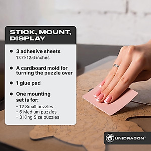 UNIDRAGON Original Jigsaw Puzzle Saver, Wall Art Mounting System to Display Completed Boards, Includes Cardboard Base, Stickers, 3 Sheets Adhesive Labels, Patches & Instructions - for KS, S & M Size