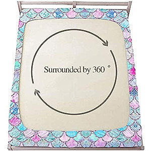 MUSOLEI Mermaid Fitted Sheet Set 3D Rainbow Scales Twin Girls Bedding Set 2PCS 1 Deep Pocket Fitted Sheet with 1 Pillowcases Wrinkle Free Cozy Microfiber(01,Twin)