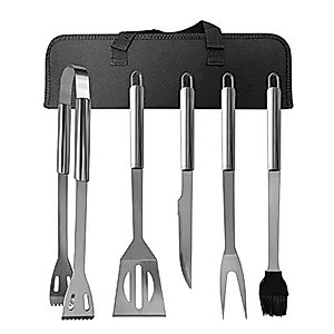 SDLQY-BBQ Grilling Tools Set - Stainless Steel Grilling Accessories with Free Portable Bag. (5PCS)