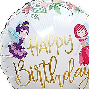 Fairy Princess Party Decorations Balloons for Birthday Party | Perfect Floral Wonderland Fairies Themed Mylar Foil Helium Balloon Decor | Magical Fairy Tale Balloon Set for Girls in Pink & White