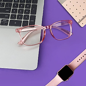 WINTOO Blue Light Glasses for Woman Men | 99% Blue Light Blocking Glasses | Computer Glassess | Night Driving | Gaming | TV Phone Screen Reader Square Frame | Anti Eyestrain & UV Glare Protection