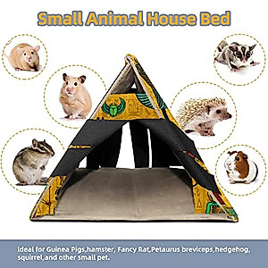 RATGDN Small Pet Hideout Ancient Egyptian Deities Hamster House Guinea Pig Playhouse for Dwarf Rabbits Hedgehogs Chinchillas