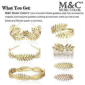 7pcs Goddess Leaf Headband, Greek Goddess Bridal Hairband, Laurel Leaves Crown Gold Leaf Branch Crown Greek Goddess Headpiece Accessories, Romantic Grecian Goddess Costume Accessories – Gorgeous