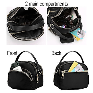 INITIAL LEAF Women Small Crossbody Bag Girls Phone Purse Mini Shoulder Pouch Ladies Nylon Messenger Pack Wallet Handbag (Black)