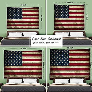 PROCIDA American Flag Wall Hanging Vintage Retro Stars and Stripes Tapestry for Dorm Bedroom Living Room College 60" L x 40" W, USA Flag