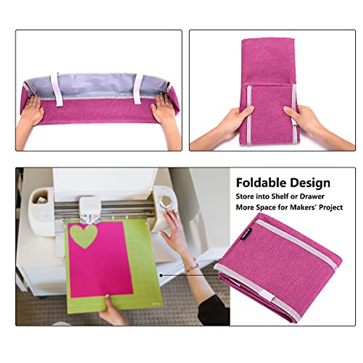 Ginsco Waterproof Dust Cover for Cricut Maker 3, Cricut Maker, Cricut Explore 3 Machine, Cricut Explore Air 2, Cricut Maker Cover with 3 Front Pockets for Cricut Accessories and Supplies Tools Pens Reddish Purple