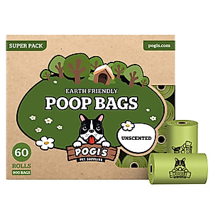 Pogi’s Dog Poop Bags Bulk - 60 Unscented Rolls (900 Doggie Poop Bags) - Leak-Proof Dog Waste Bags - Ultra Thick, Extra Large Poop Bags for Dogs