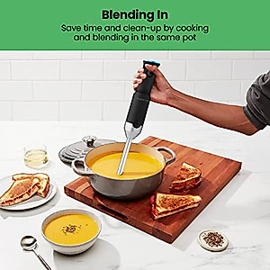 CHEFMAN Cordless Portable Immersion Blender 5-in-1 Blender Set, Ice Crushing Power with One-Touch Speed Control, Comes with Potato Masher, Whisk, Chopper, Beaker, and Storage Case, Stainless Steel