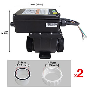 UCEDER Spa Hot Tub Thermostat with Union Nut,Tailpiece and O-Ring Gasket,Adjustable Temperature Thermostat Fits for Small Pool Hot Tubs &Bathtub(H15-RS1 220V 1.5KW)