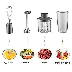 MIUI Immersion Handheld Blender - Blenders for Kitchen Hand Mixer Set, 14-Speed Stainless Steel Blade & Body Hand Stick, Hand Blender Electric With Egg Whisk, Perfect for Kitchen Mixing and Pureeing