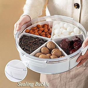 Lumista Divided Serving Tray with Lid, 5 Compartment Food Storage Containers, Picnic Serving tray for Home, Kitchen, Work and School