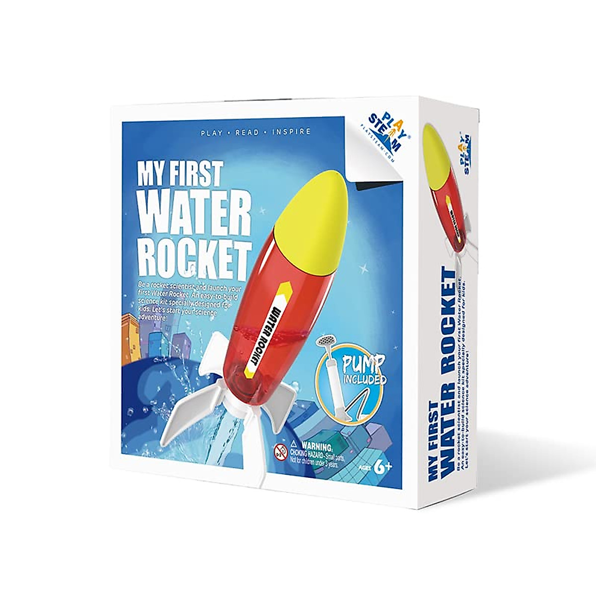 PLAYSTEM Water Rocket Easy Version（50 Meters）-with Rocket Tail, Body and Pump