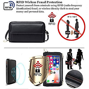 Formva Women Touch Screen Crossbody Bags Cell Phone Wristlets Purse, RFID Blocking Clutch Wallets Card Holder with 2 Shoulder Strap, C-burgundy