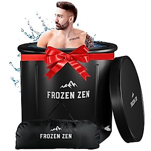 Frozen Zen Ice Bath Tub For Athletes with Lid, Portable Ice Bath, Outdoor Cold Plunge Tub, Large Inflatable Ice Bath, Cold Water Therapy Training (1, Solid Black)