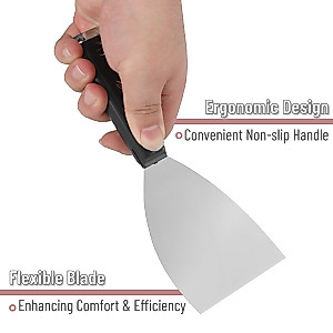 Bates- Putty Knife, 4 Inch, Carbon Steel, Flexible, Metal Scraper, Drywall Spackle Knife, Metal Paint Scraper Tool, Putty Knife Scraper, Wall Scraper, Metal Putty Knife, Drywall Putty Knife