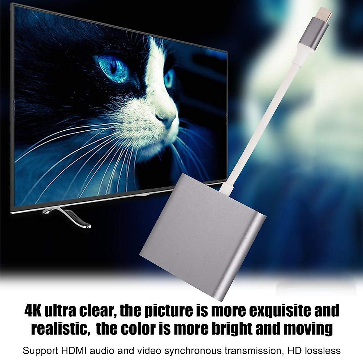 Type C to HDMI Hub Adapter Multi-Function 3 in 1 Hub Type C to HDMI Output HD Converter Adapter Dock Station(Gray)