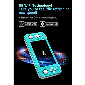 RG505 Retro Handheld Game Console 4.95 inch OLED Touch Screen Android 12 Unisoc Tiger T618 64-bit Video Player Built-in Hall Joyctick Support OTA Update 128G Card 4000+ Games (DXR-RG505-Turquoise)