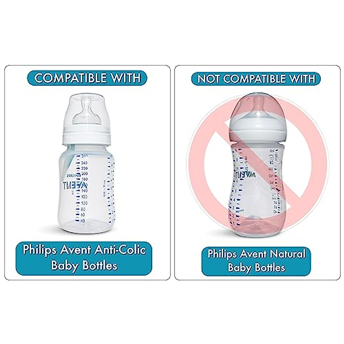 Sippy Spout Nipples for Philips Avent Anti-Colic Baby Bottles | 4-Count | Soft Spout | Food Grade Silicone | Variable Flow | Spill-Proof