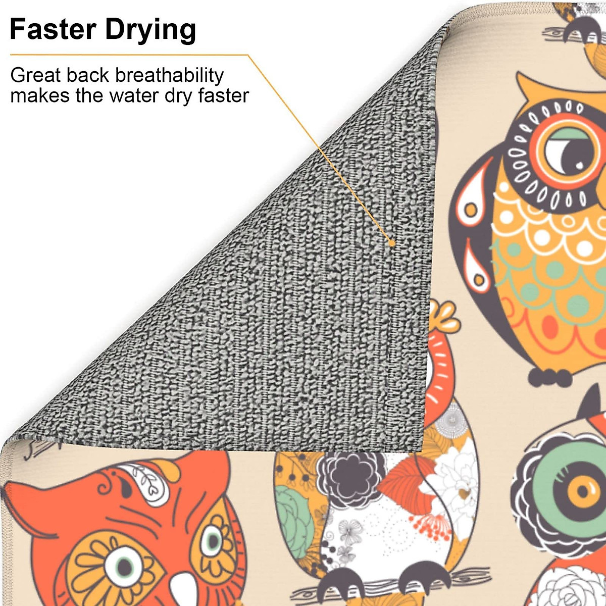 Owl Dish Drying Mat For Kitchen Counter Decor And Accessories 16 X 18 Inch Microfiber Dish Drainer Rack Mats