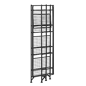 Convenience Concepts Xtra Storage 4 Tier Folding Metal Shelf, Black