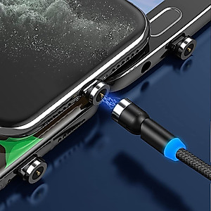 ameow Magnetic Charging Cable (6-Pack 1/3/3/6/6/10ft) Magnetic Cell Phone Cable with LED Light, Charging Cable for Type C, Micro USB and iProduct (Black)