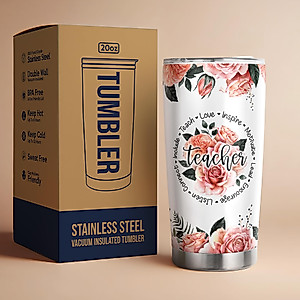 Teacher Gifts for Women - Teacher Appreciation Gifts - Gift Ideas for Teachers Women - Appreciation Week, Valentine, Birthday Gift Ideas for Teachers - 20 Oz Stainless Steel Tumbler with Lid