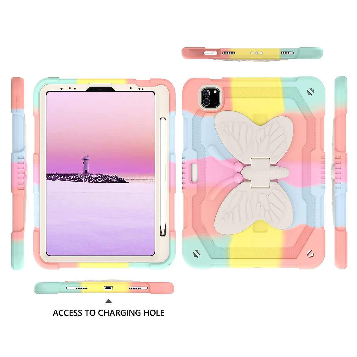 BENTOBEN for iPad Pro 11 inch Case, iPad Air 5th/4th Generation Case, 2 in 1 Heavy Duty Rugged Shockproof Kickstand Pencil Holder Girls Women Kid iPad Pro 11 inch Tablet Cover, Rose Gold