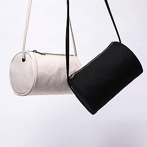 YONBEN Cross Body Bag Womens Casual Cylinder Shape Handbag Simply New Popular Shoulder Bag Lightweight Stylish (Black)