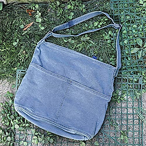 WantGor Large Tote Bag, Denim Shoulder Bag Crossbody Hobo Bags Casual Retro Canvas Bag for Women Travel Work
