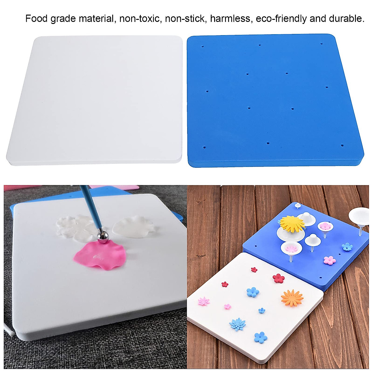 2 Pcs Fondant Foam Pad 12 Holes Silicone Sponge Mat Paste/Sugar Flower/Gum/Chocolate/Clay Modelling Tools Drying Tray for Sugarcraft, Cake Decoration, Handmade, DIY