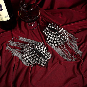 BESTOYARD Fringe Shoulder Pieces Rivet Tassel Chain Epaulet Shoulder Boards Badge Uniform Accessories (Silver)